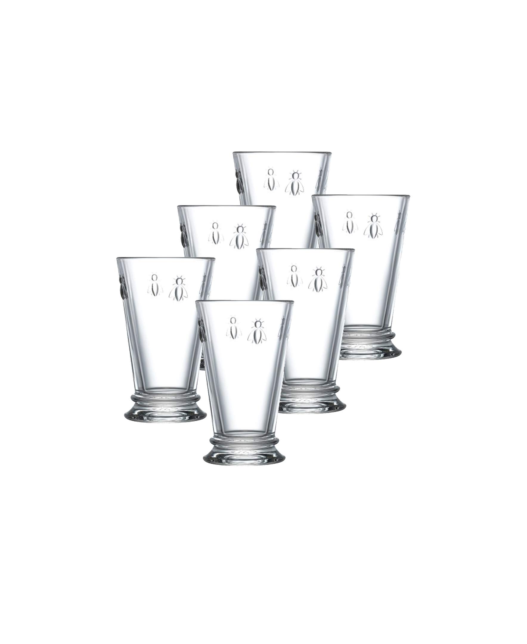 La Rochere Napoleon Bee Glasses Set Of 6 ā 11.5 oz, Old Fashioned Glasses w/ The French Bee Embossed Design, Fine French Glassware, Drinking Glasses, Heavy Water Glasses, Dishwasher Safe Juice Glasses