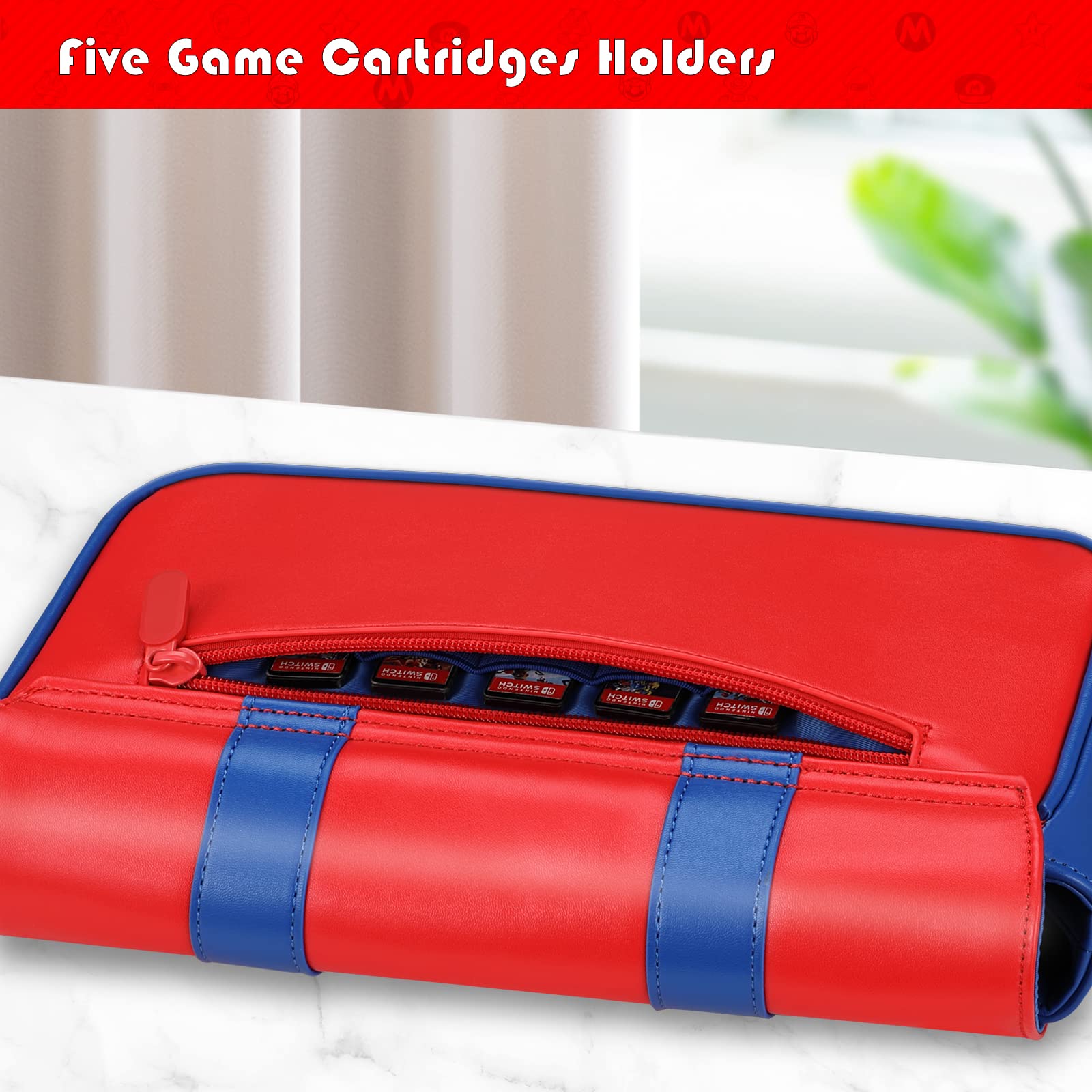 KENOBEE Carrying Case for Nintendo Switch OLED Model 2021/ Switch 2017, Cute Protective Shoulder Bag Cover Travel Clutch with Side Pocket & Game Card Slots, for Switch Console Joy-Con & Accessories