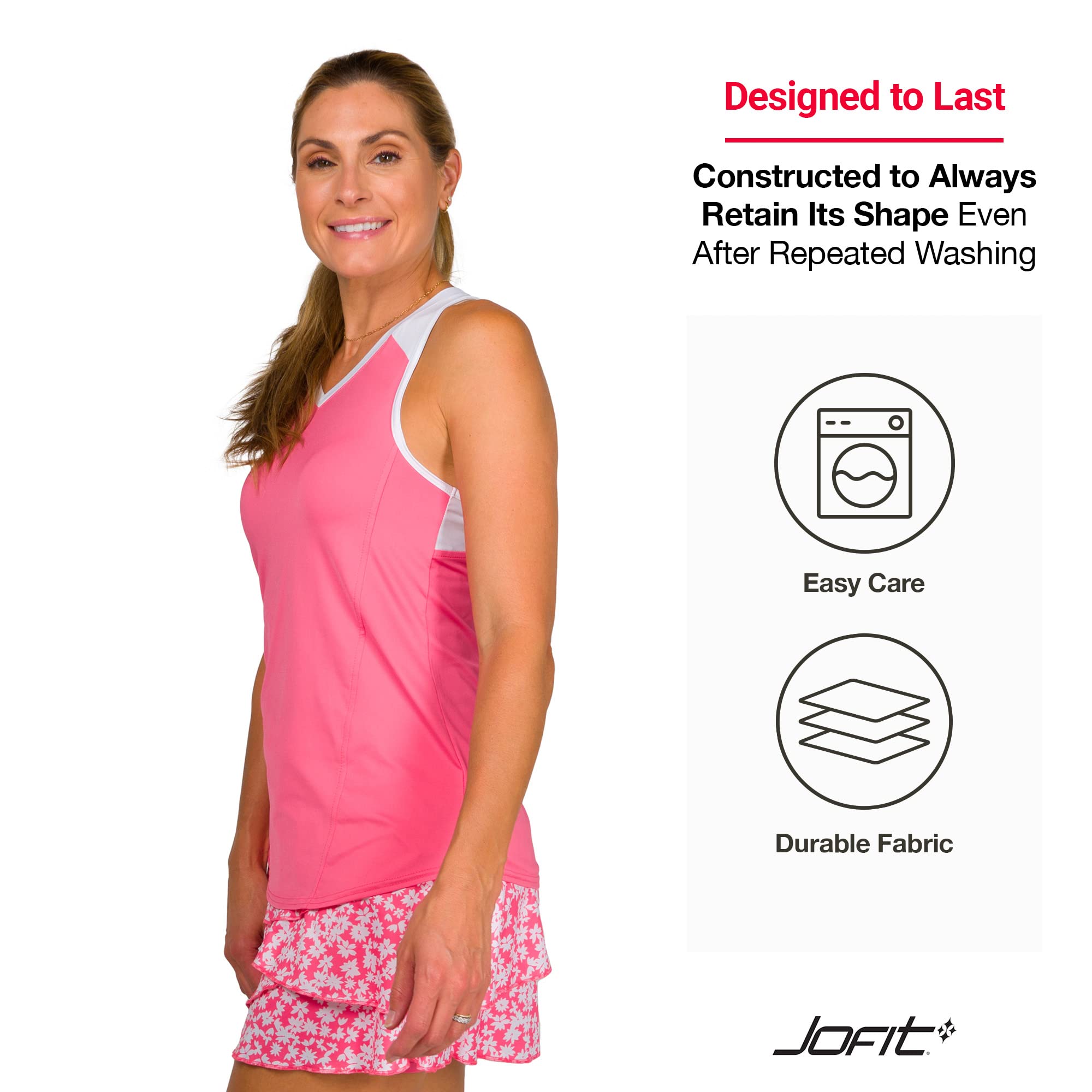 Jofit Apparel Women’s Athletic Clothing Breakpoint Tank for Golf & Tennis, Size Small, Salmon