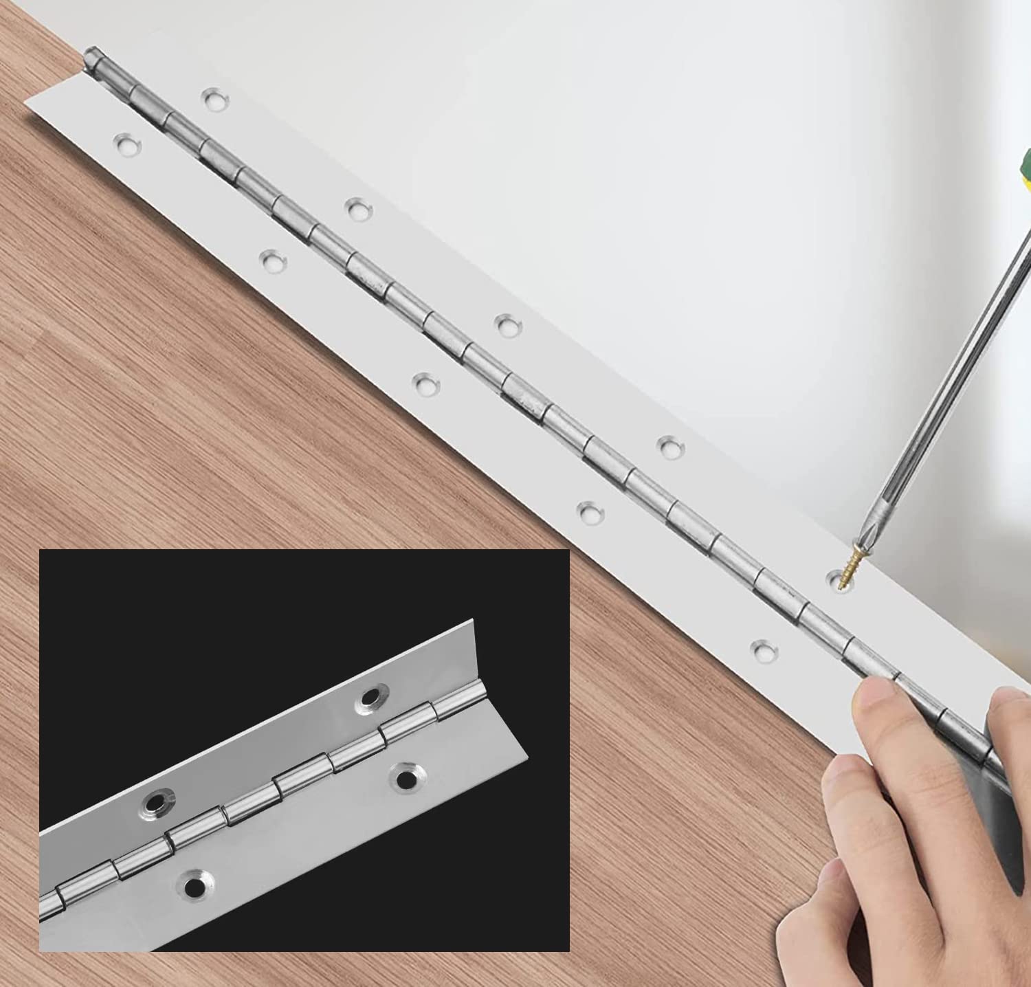 HyPROM Piano Hinge Heavy Duty Continuous & Piano Hinges,6PCS 6Inch Stainless Steel Piano Hinges Folding Door Butt Hinge,0.04" Thickness 1.2”Open Width for Boats Cabinets Storage Box with Screws