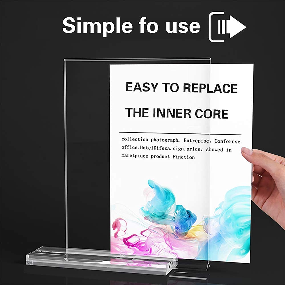 ikgopiz Acrylic Sign Holder 8.5 x 11-Acrylic T-Shaped Desktop Display Stand, Sign Holder,Menu ad Frame. Suitable for Restaurants, Promotions, Photo Frames, Events, Meetings (6 Pieces)