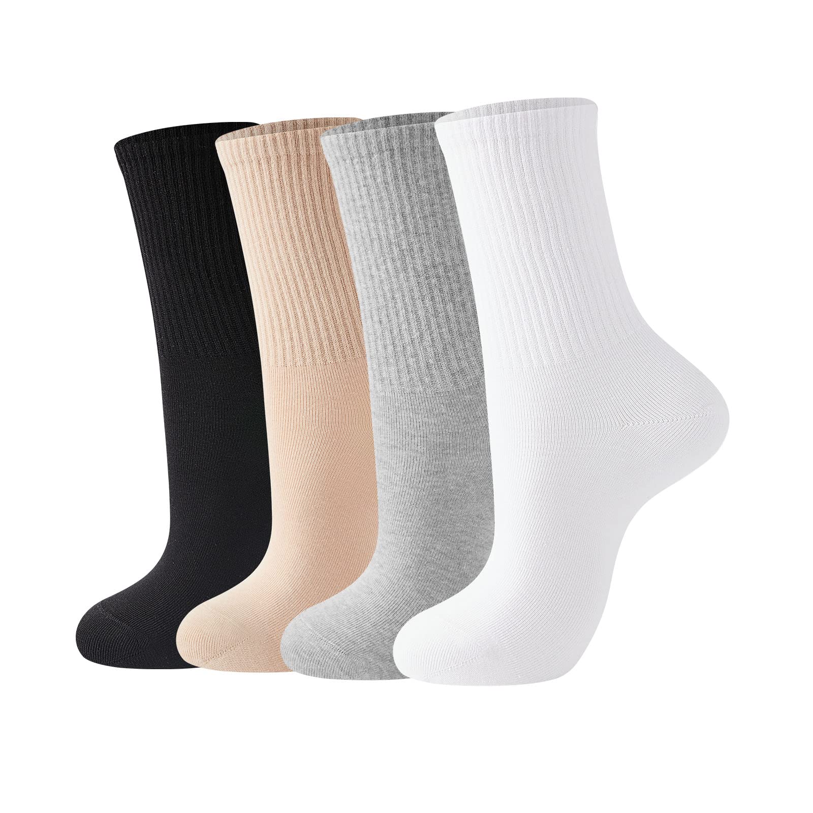 J-BOX Womens Cotton Crew Socks, Thin Soft Comfort Breathable Dress Socks, Above Ankle Crew Socks for Business, Casual.