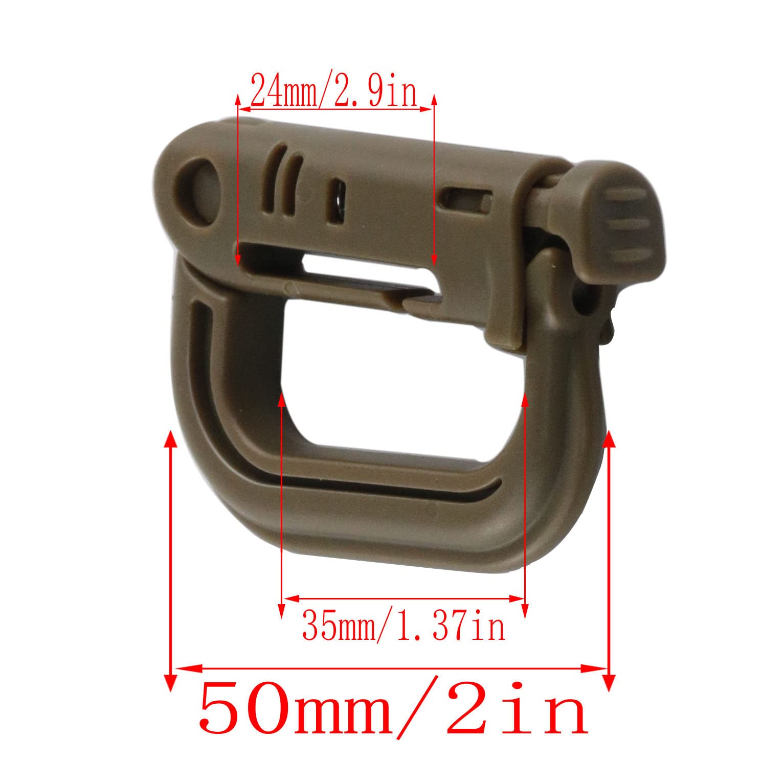 HSCGIN D-Ring 6PCS Gray Plastic Snap D-Ring Clip Keyring Locking Ring Locking Hanging Hook Multipurpose Gear Clip for Molle Webbing