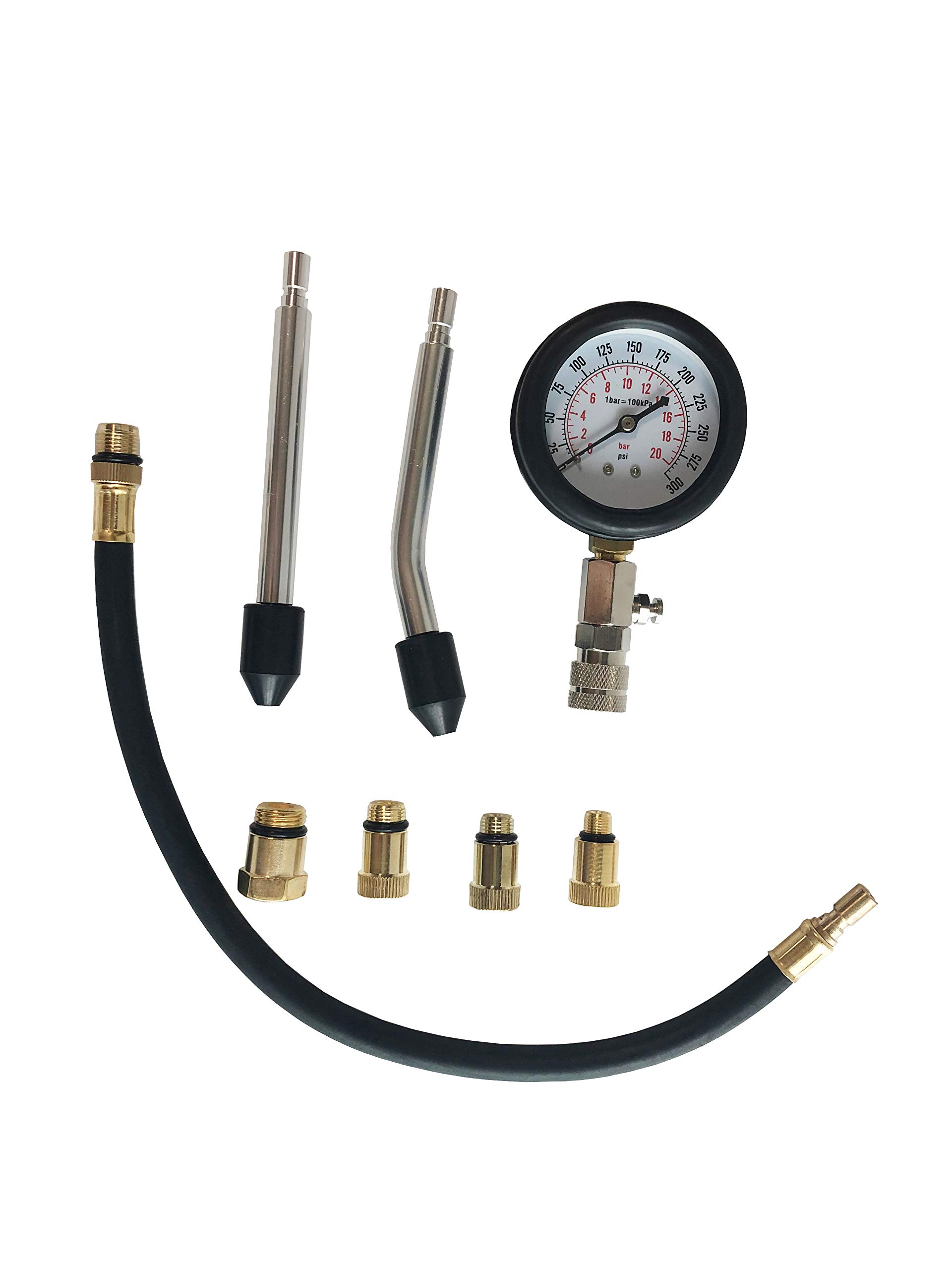 GooMeng 8pcs Petrol Engine Cylinder Compression Tester Kit Automotive Tool Gauge with Case (G326)