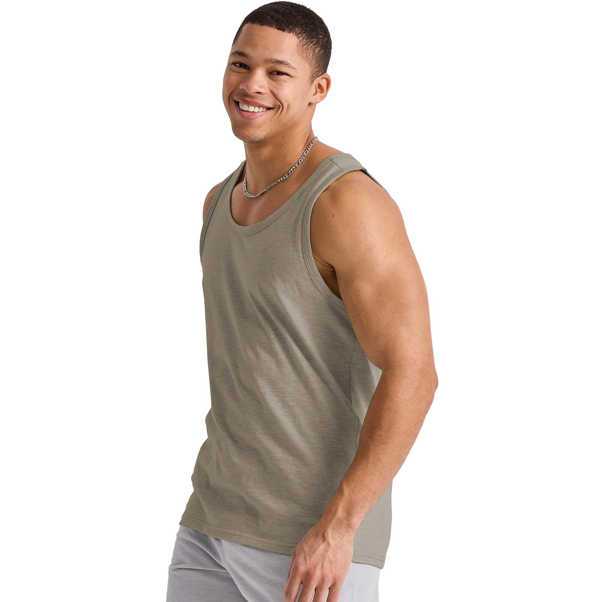 Hanes Originals Tri-Blend Top, Lightweight Men, Sleeveless Tank Shirt, Oregano Pe Heather