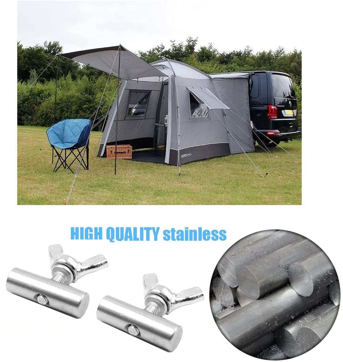 JUTTAUTO Awning Rail Stoppers, 8mm, 304 Stainless Steel - Prevents Awning Movement, Easy Install, Multipurpose for Campervan, Motorhome, Boat