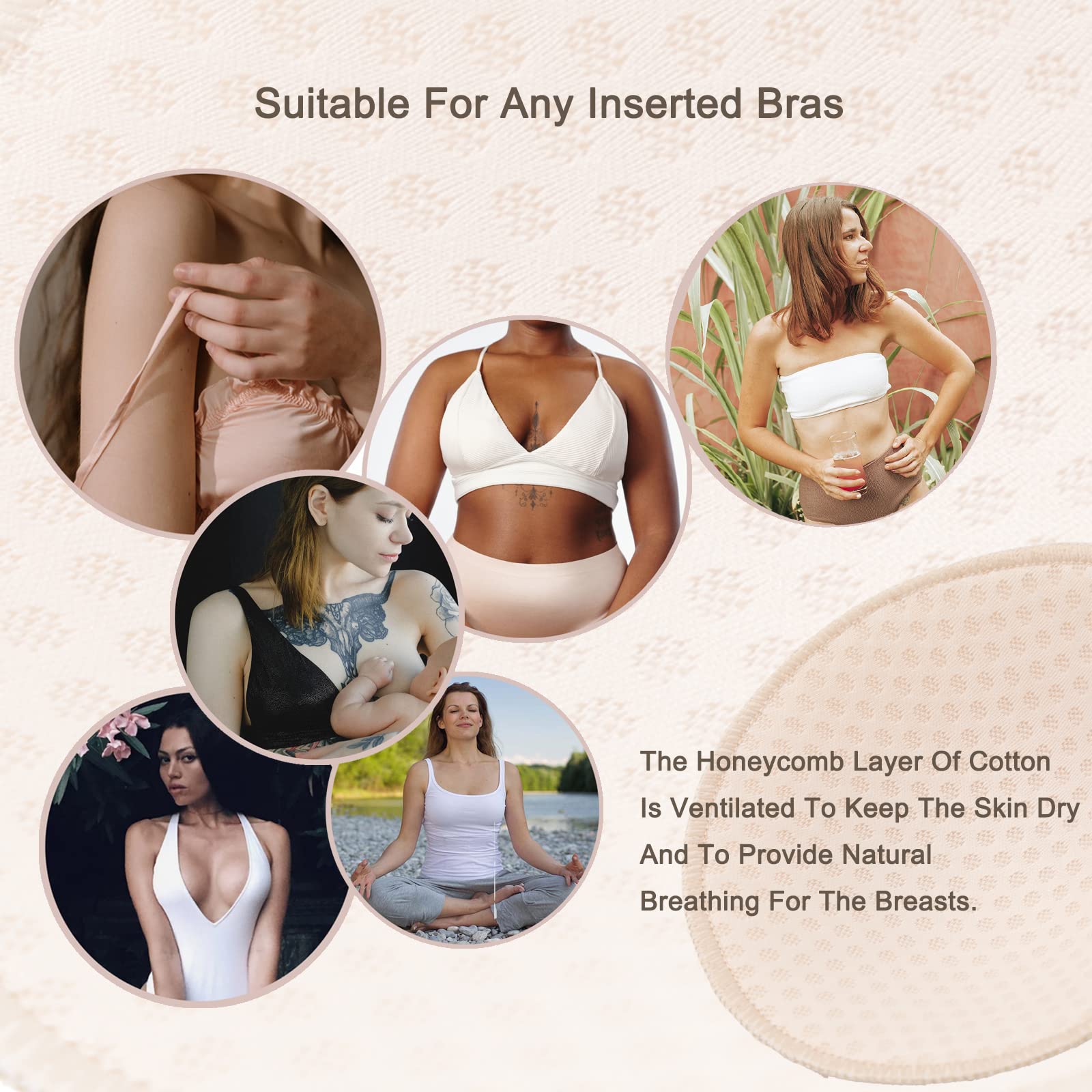 Gulagas Bra Inserts, 2 Pairs Of Inserts, Thin Comfortable Bra Insert,Removable And Washable Bras For Bikinis, Sports Bra, Yoga Wear.(Grey, A/B)