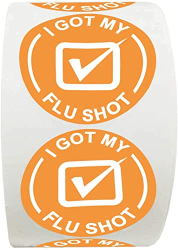 I Got My Flu Shot Stickers 1 Inch Round Self-Adhesive Season Flu Stickers - Waterproof Vaccine Labels 500 Pcs/Roll