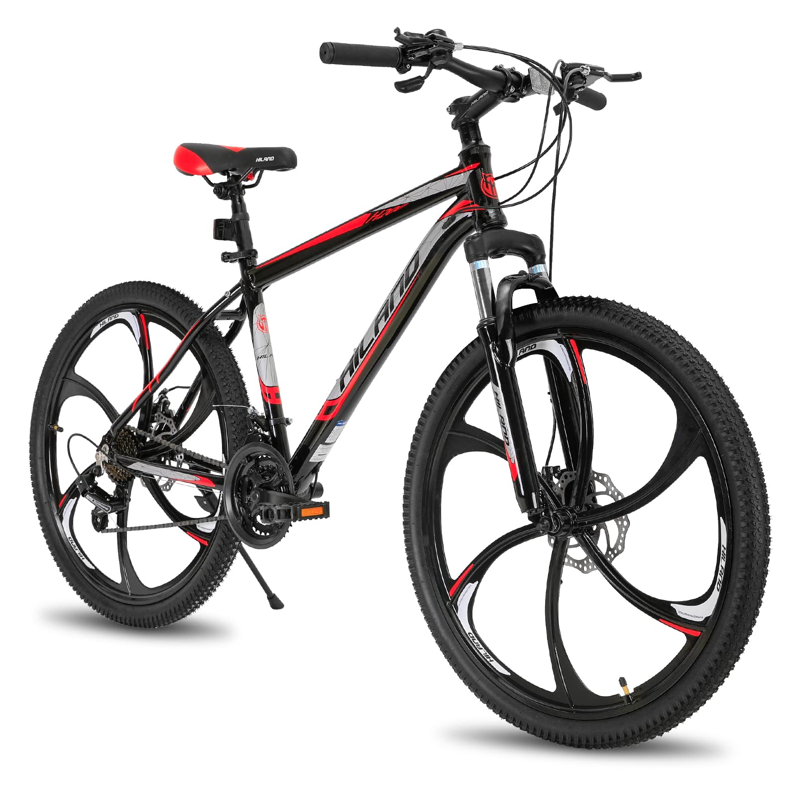 Hiland Mountain Bike,Shimano 21 Speeds Drivetrain,Aluminum Frame 26 Inch Wheels, with Disc-Brake 3/6-Spokes for Men Women Men's MTB Bicycle