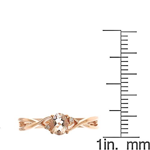 Gin & Grace 14K Rose Gold Genuine Morganite Ring with Diamonds for Women | Ethically, authentically & organically sourced (Oval-Cut) Shaped Morganite Hand-Crafted Jewelry for her |