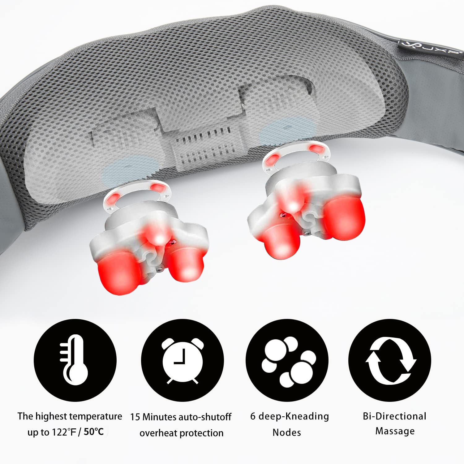 JXP Neck Massager, Deep Tissue 3D Shiatsu Kneading Neck and Back Massager, Updated Version Portable Neck Massager with Heat,Shoulder Massager Pillow for Home/Office/Car, Best Gift