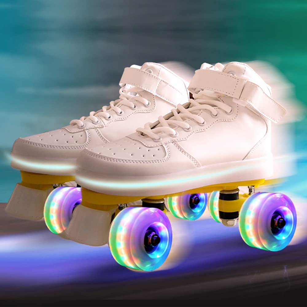 GZSXXTS 8 Pack 82A Roller Skate Wheels, Light up Roller Skates Wheels with Bearings and 2 Toe Blocks for Indoor or Outdoor Double Row Skating, Quad-Skating and Skateboards 32mm x 58mm