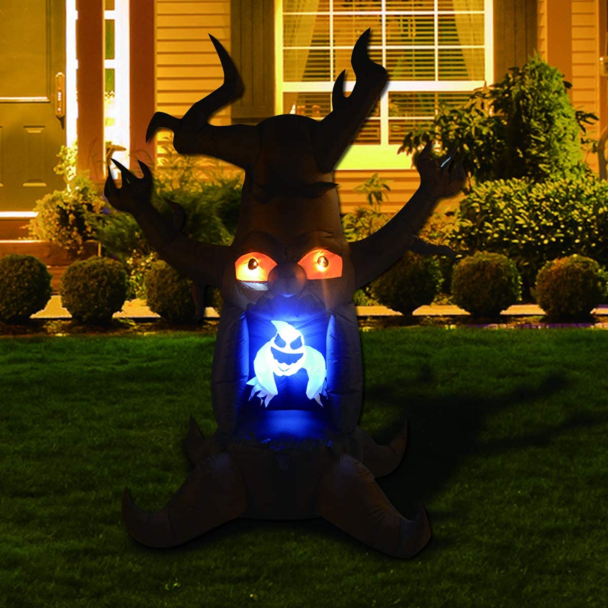 GOOSH 8 FT Halloween Inflatable Outdoor Dead White Ghost, Blow Up Yard Decoration with LED Lights Built-in for Holiday/Party/Yard/Garden