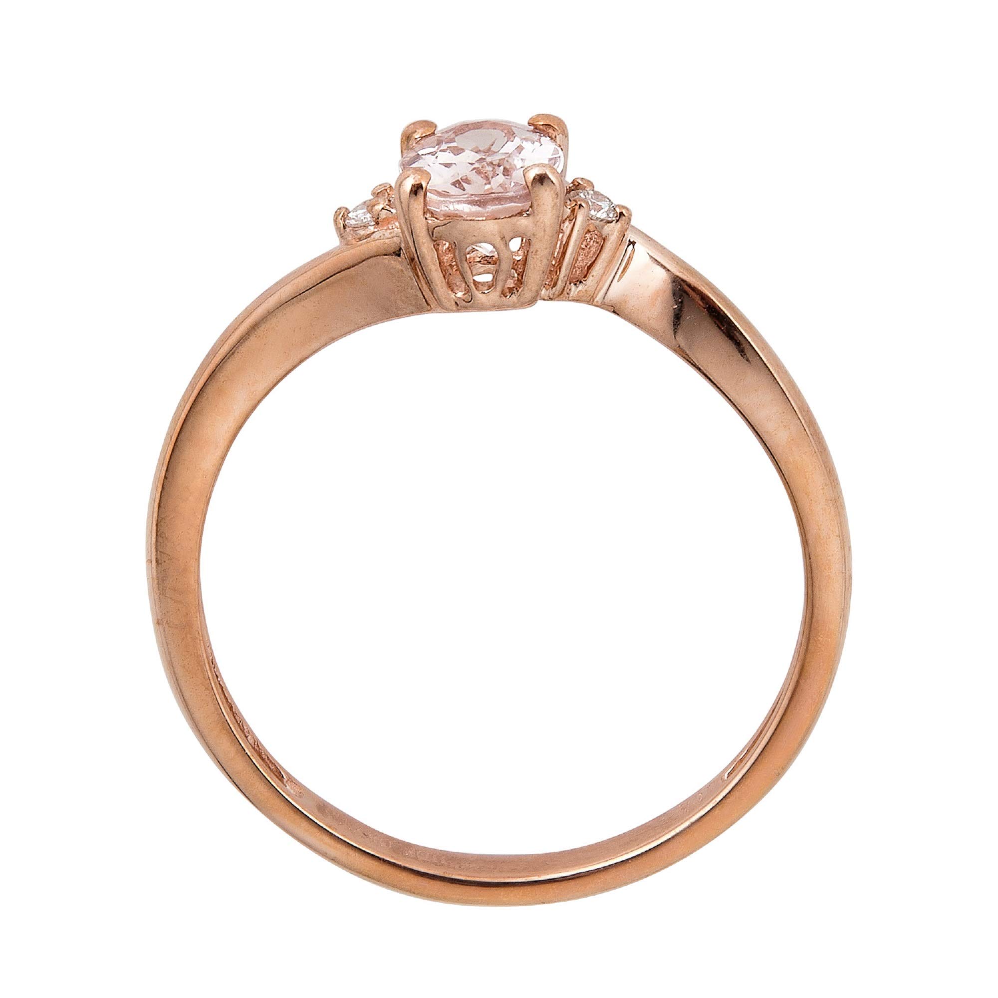 Gin & Grace 10K Rose Gold Natural Diamond (I1,I2) & Genuine Morganite (Size 7) Eternity Promise Propose Promise Ring for Women