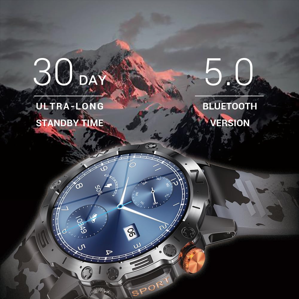 GLONHI Smart Watch for Men Women, 1.43" AMOLED HD-Display (Answer/Make Call),Fitness Tracker with Heart Rate Blood Oxygen Monitor, 40Days Long Battery for Android iOS (Silver)