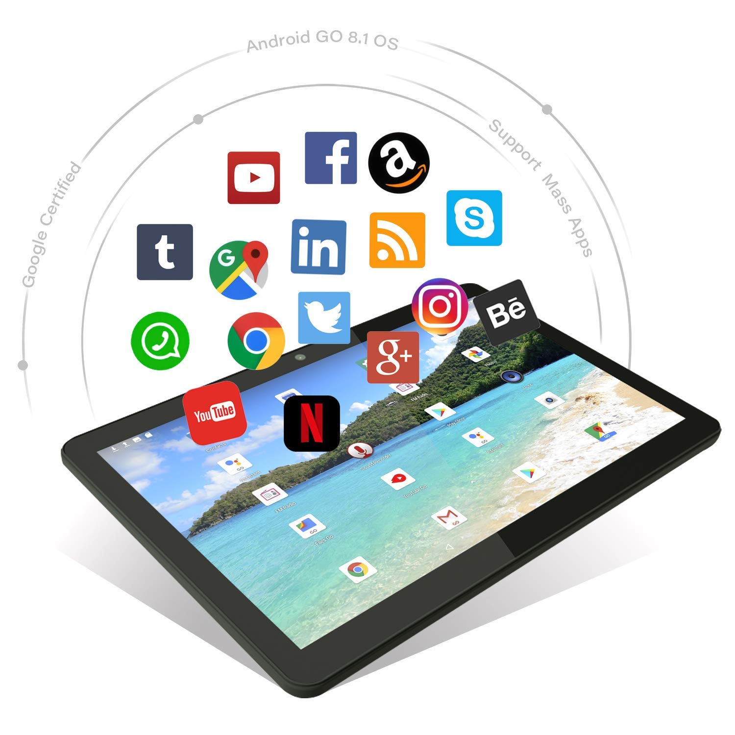 Hoozo Android Tablet 10 Inch, 5G WiFi Tablet, 16 GB Storage,GPS – Black