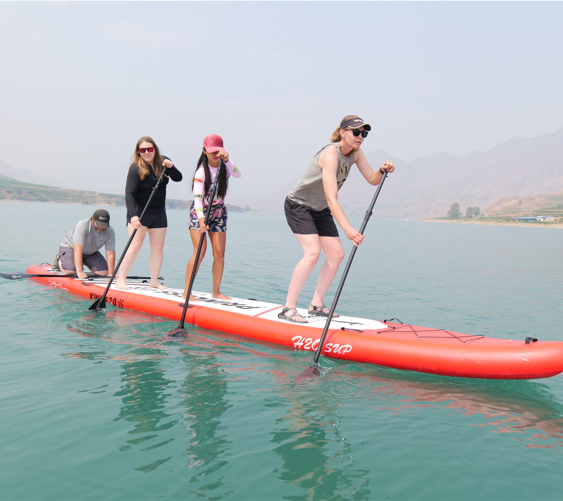 H2OSUP Extra Long Extra Large Multi-people Inflatable Paddle Board, 22' × 34" ×7.8" Stand Up Board SUP Board with Kayak Seat, Durable SUP Accessories for Youth & Adults Have Fun with Family Friends