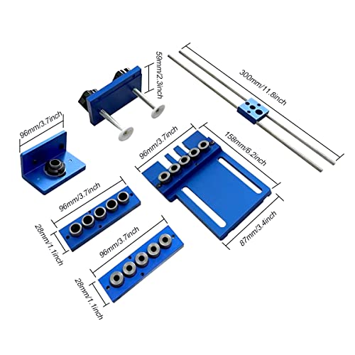 High Precision Dowel Jigs Kit with 5 Dowel Drilling Sleeves (6/8/10mm) ,Woodworking Drilling Locator Guide Kit for DIY Wood working