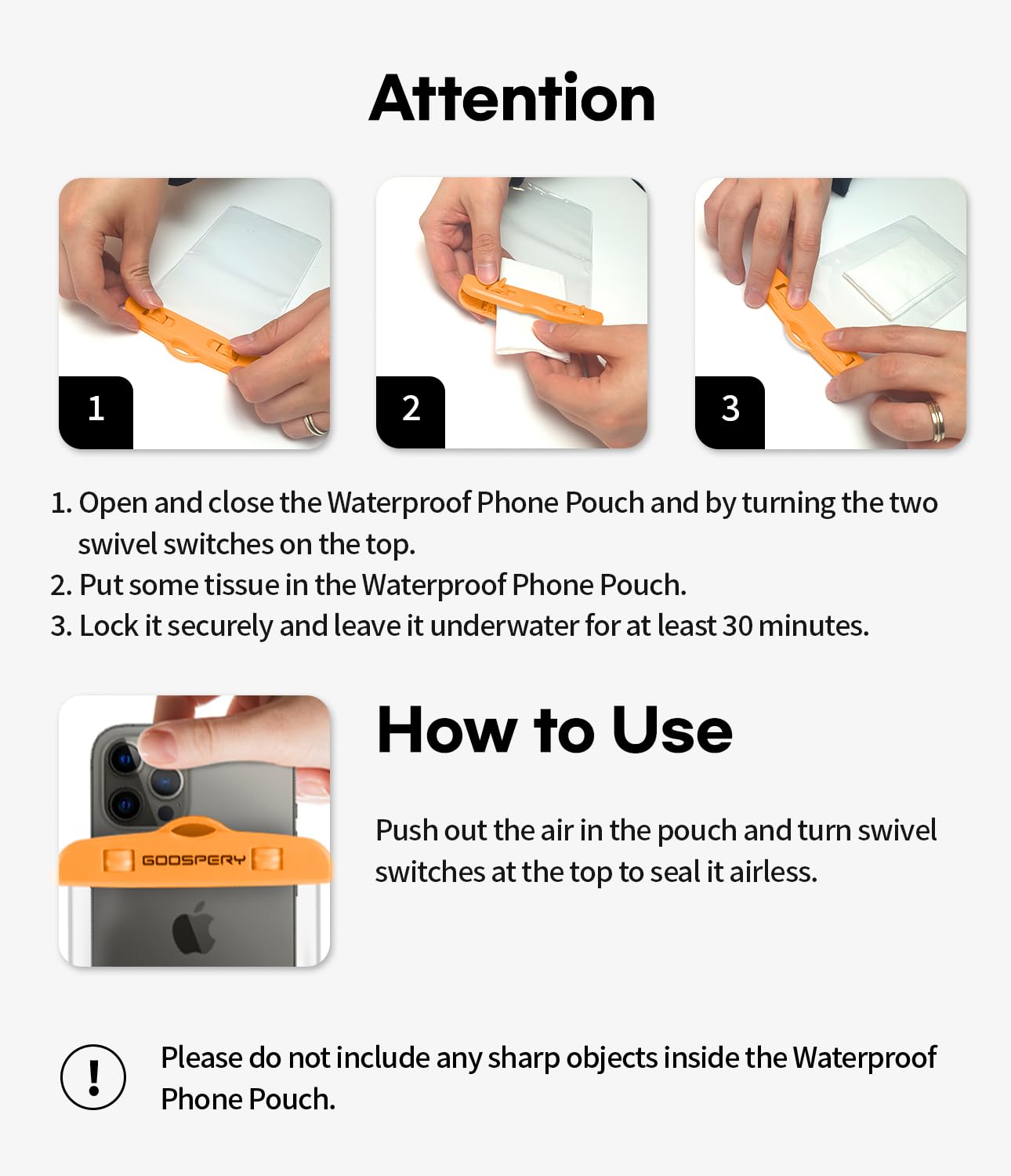 GOOSPERY [2-Pack Universal Waterproof Phone Pouch, Underwater Cellphone Dry Case Beach Bag Compatible with iPhone 14 13 12 11 Pro Max Mini Xs XR, Galaxy S23 S22 S21 S20 Ultra Note20 up to 6.8"