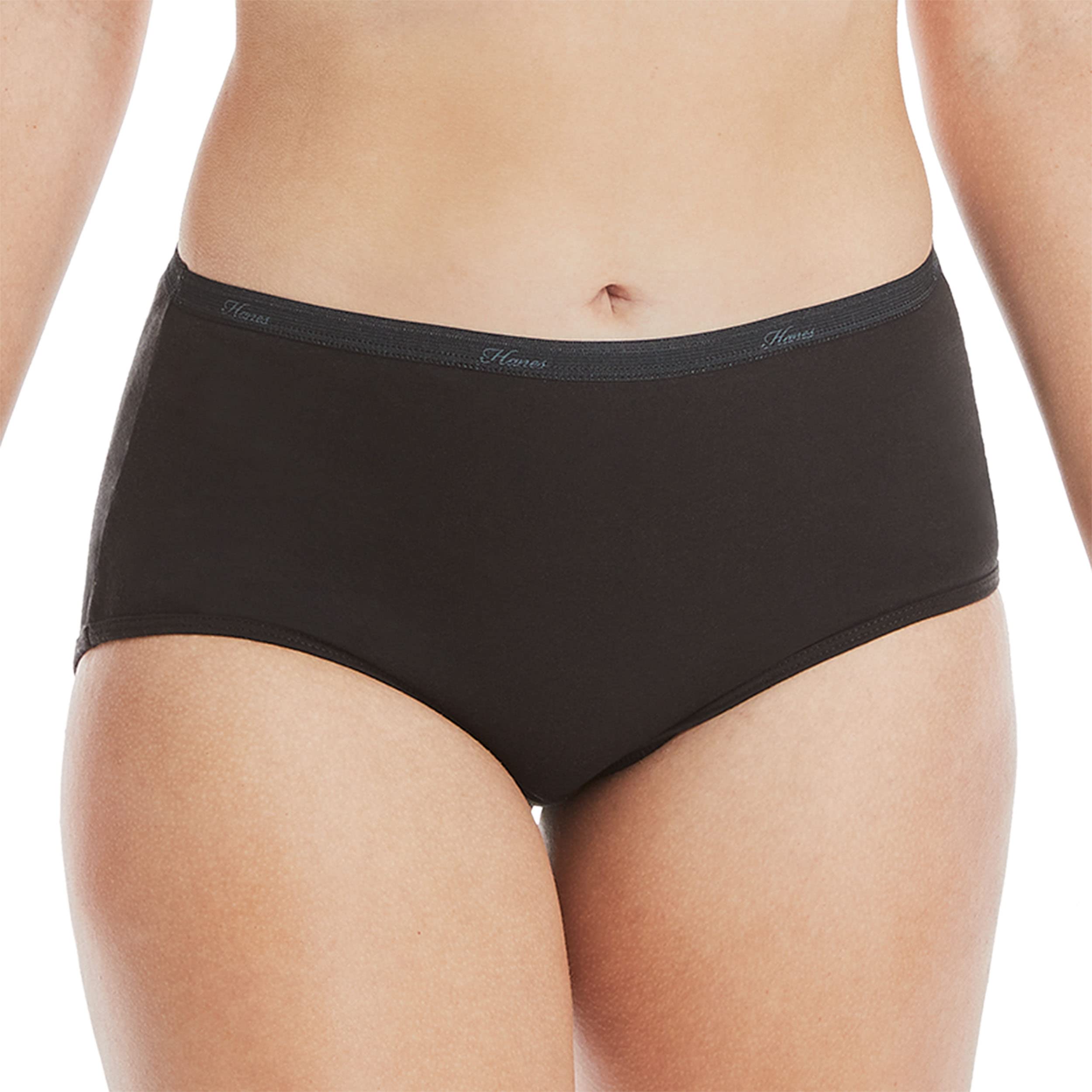 Hanes Women's Plus Size High-Waisted Panties, 6-Pack, Moisture-Wicking Cotton Brief Underwear (Colors May Vary), Solid/Print Mix, 10
