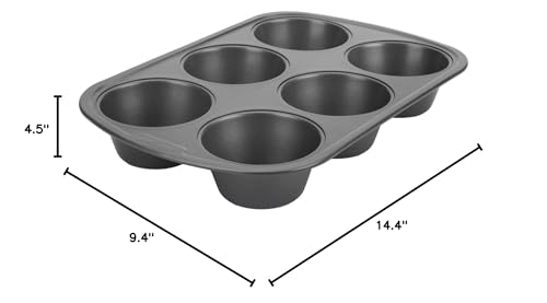 Good Cook 04033 Non-Stick Texas Muffin Pan, Steel, 3-1/2 in Dia x 16-1/2 in L x 10 in W x 8.7 in H