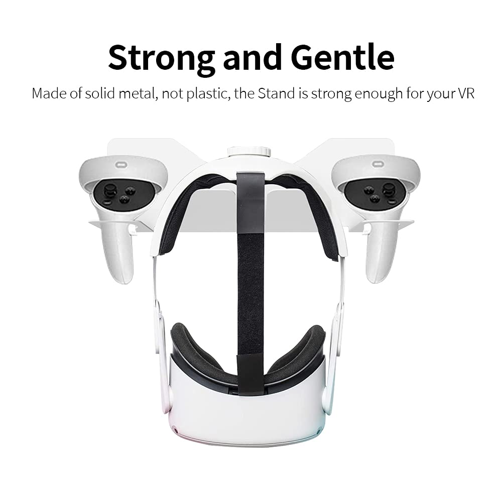 JDDWIN VR Headset Wall Mount Storage Stand Hook Compatible for Oculus Quest 2,Quest,Rift-S, HP Reverb G2, HTC Vive, Vive Pro,Valve Index,PS VR (White)