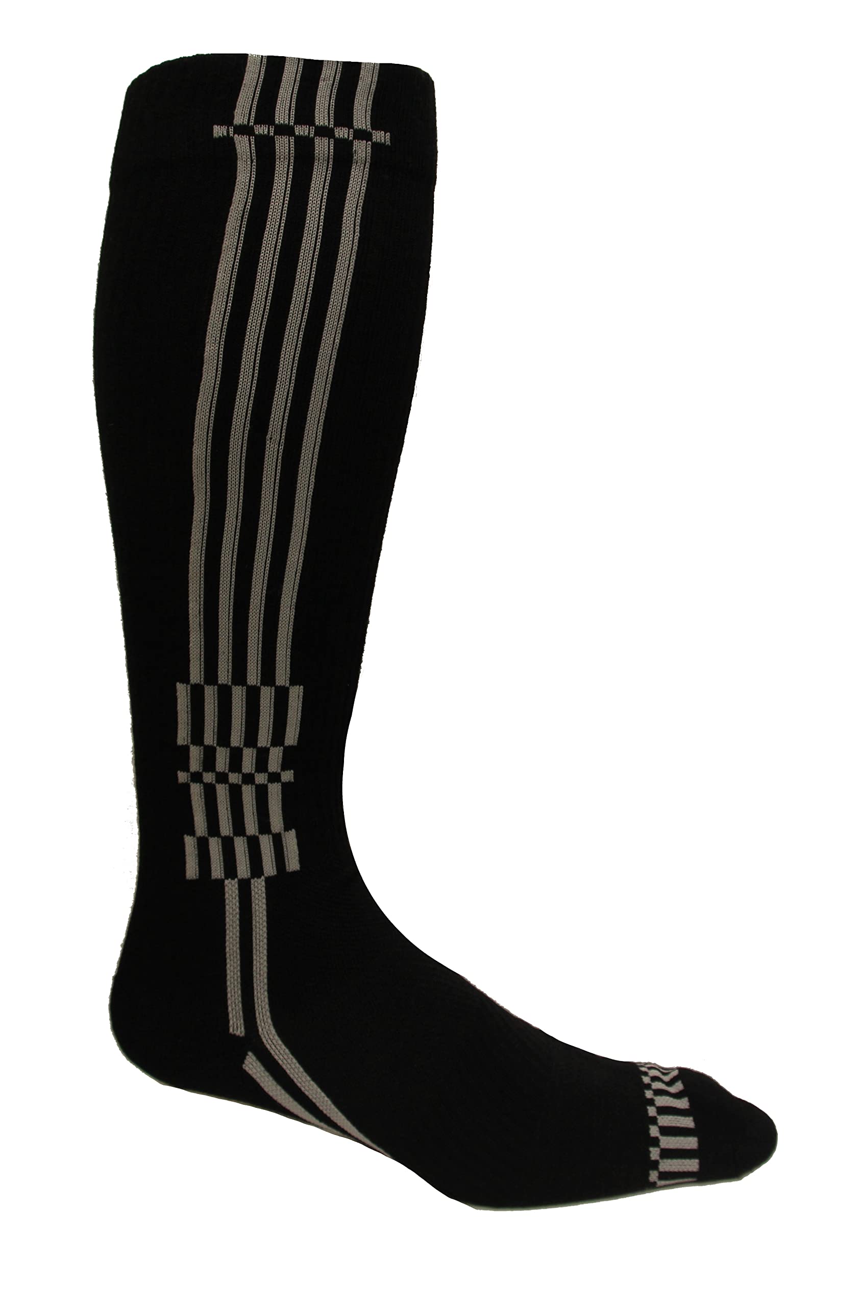 K. Bell Men's Checker Stripe Compression Socks 1 Pair, Black, Men's 10-13 Shoe