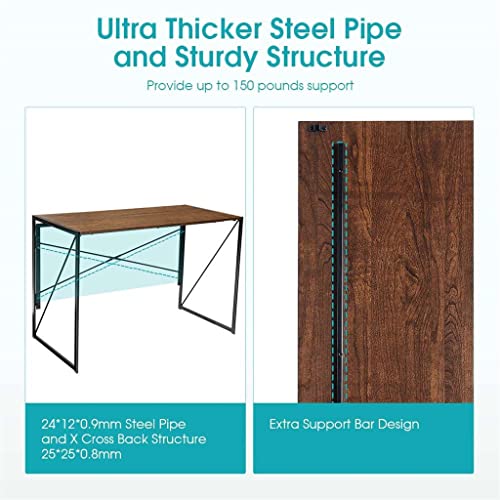 SJYDQ Foldable Computer Table Office Desk Writing Study Table Foldable Design X Shape Standing Desk for Home Office Furniture