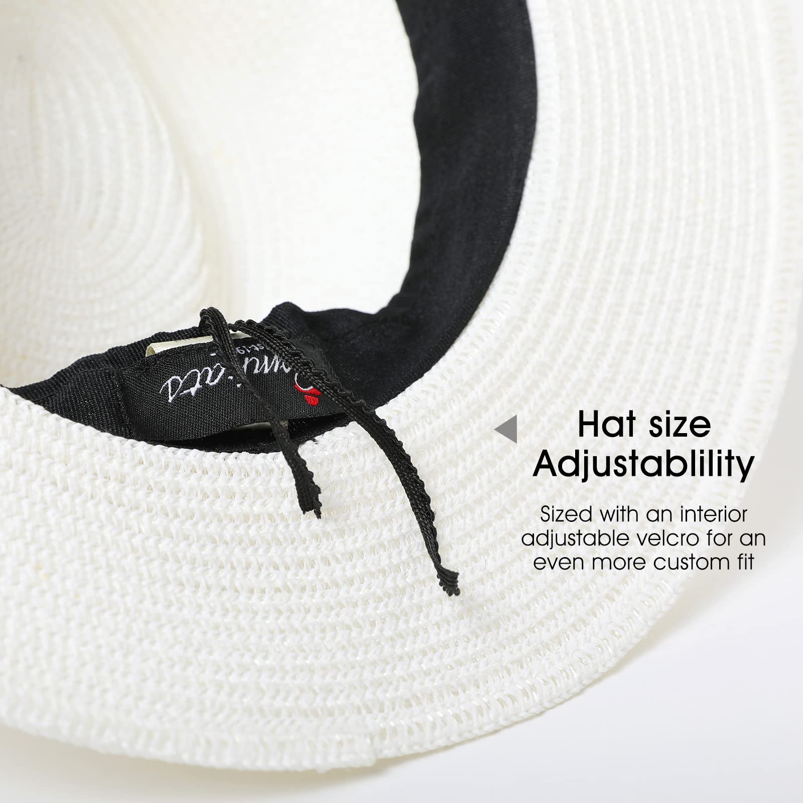 Jeff & Aimy Womens Packable Straw Fedora Panama Sun Summer Beach Derby Cuban Hat for Men White Blue