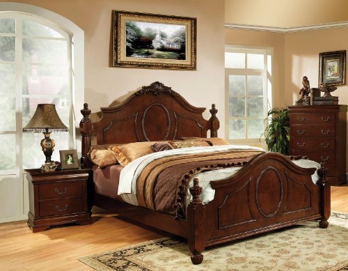 Furniture of America Ashburia Nightstand, Warm Cherry
