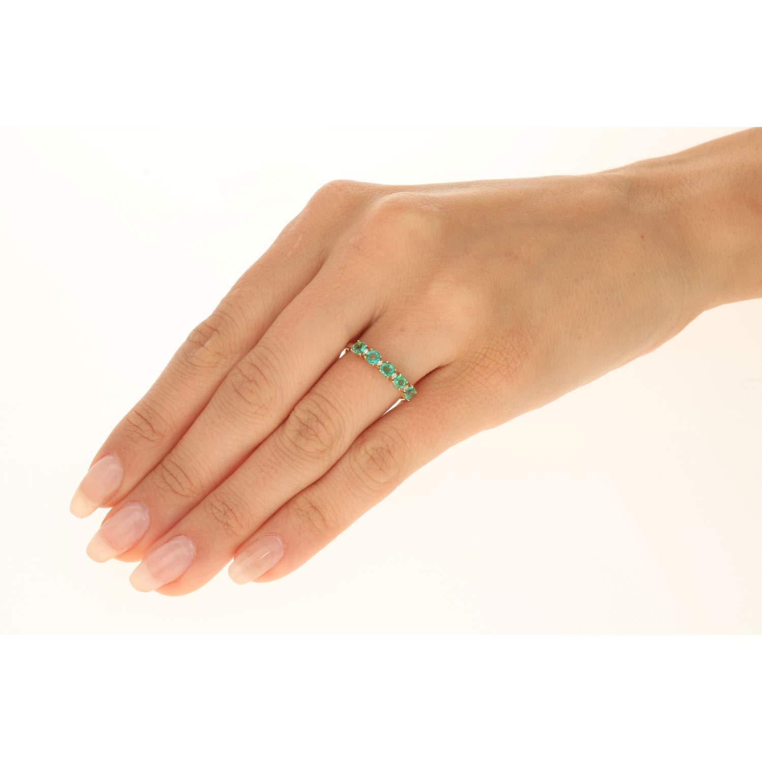 Gin & Grace 10K Yellow Gold Natural Zambian Emerald Ring with Natural Diamonds for Women | Ethically, authentically & organically sourced Round-Cut Emerald Jewelry for her | Emerald Ring for Women.