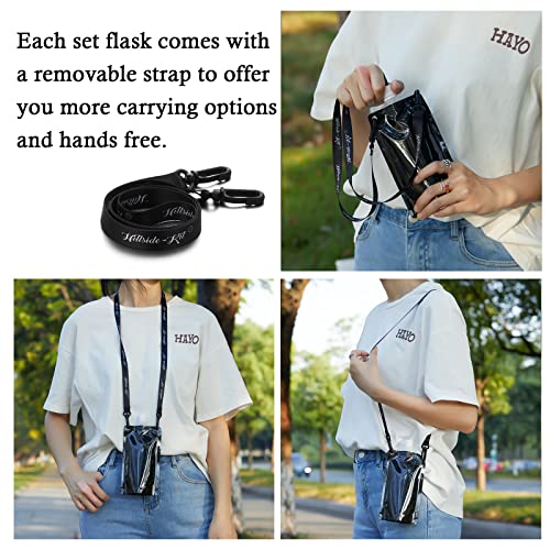 Hillside-Kit Plastic Flasks Concealable and Reusable Cruise Drink Bags with Funnel 8OZ Leak-Proof Flasks for Travel Outdoor (Black-4pcs 8OZ)