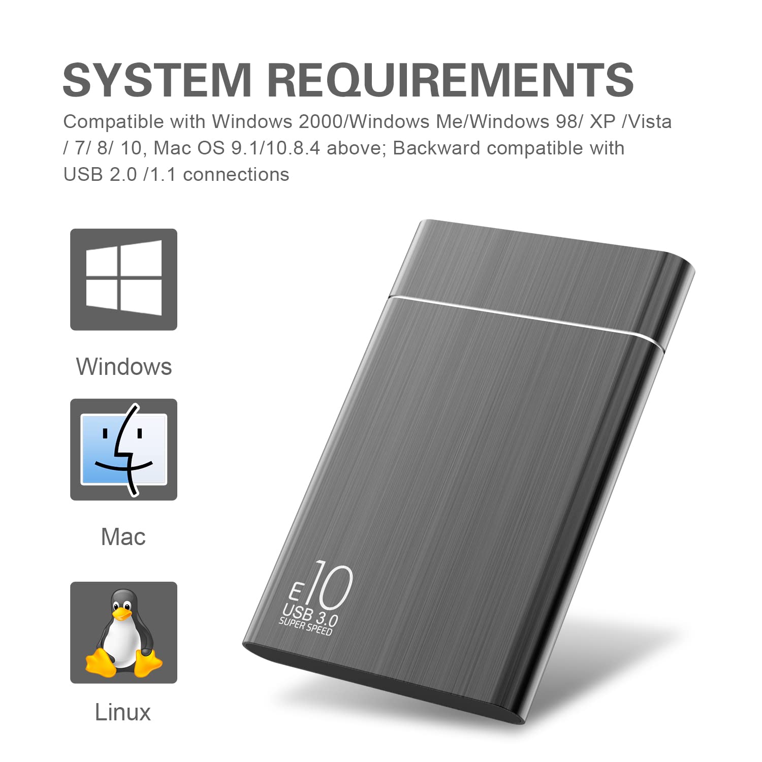 PDTXCLS Aeiniwer OTCPP 1TB External Hard Drive HDD USB3.0 External Hard Drive for PC, Mac, Desktop, Laptop, MacBook, Chromebook, Xbox One, Xbox 360 (1TB, Blue)