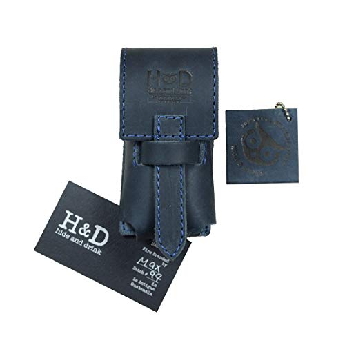 Hide & Drink, Thick Leather Shaving Barber Brush Case, Travel Protective Sleeve (Brush Not Included) Handmade (Slate Blue)