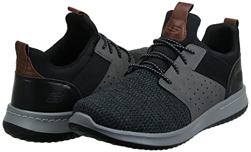 Skechers Men's Classic Fit-Delson-Camden Sneaker, Black/Grey, 11.5 Wide US