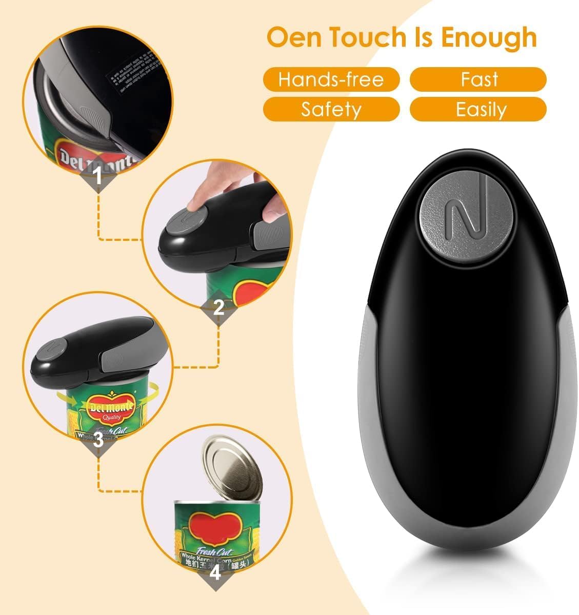 Mini Electric Can Opener for Almost Size Cans, Automatic Can Opener Smooth Edge
