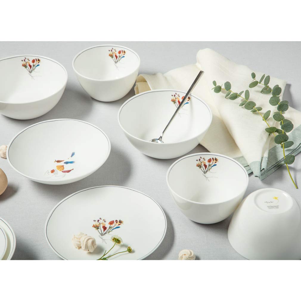 Hankook Chinaware Bouquet of Flowers Dining Set for 4, Dinnerware, Korean Fine Bone-China, Dojagi