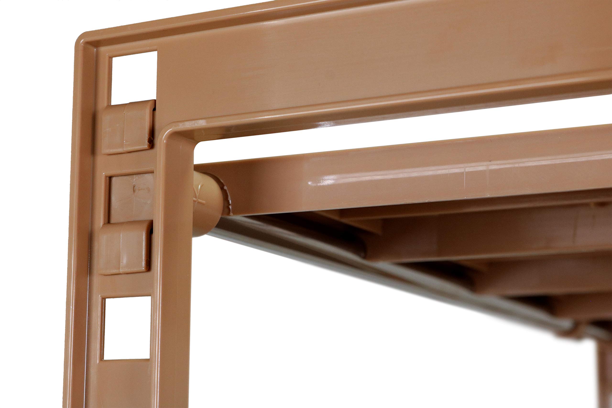 Katai - 2 Tier Under Sink Adjustable Shelf Organizer Rack in Coffee - Expandable from 15 inch to 26 inch (40cm - 70cm) with 10 Removable Shelves - Complete with Waterproof Anti-Slip Mat