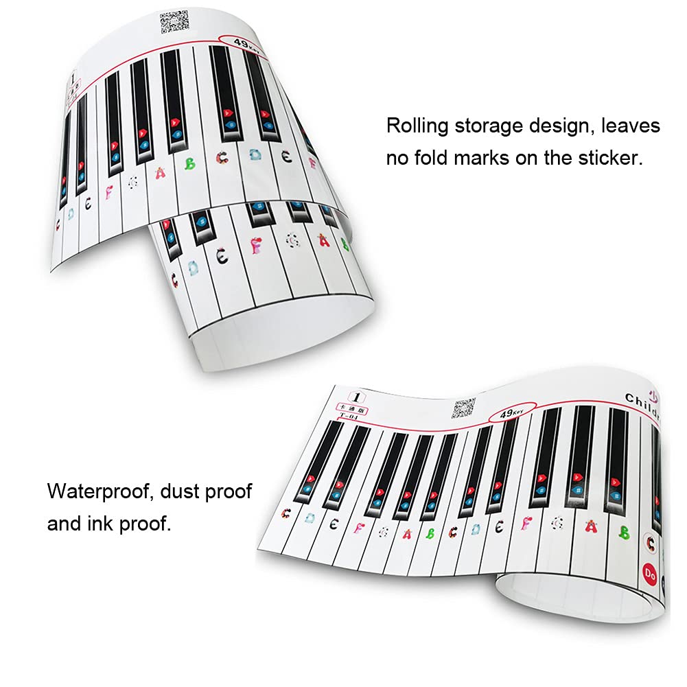 Jacksing Piano Keyboard Stickers, 88 Key Piano Sticker, Insufficient with Piano Rolling Storage Design School for Home Teacher Student(T-04, Cartoon)