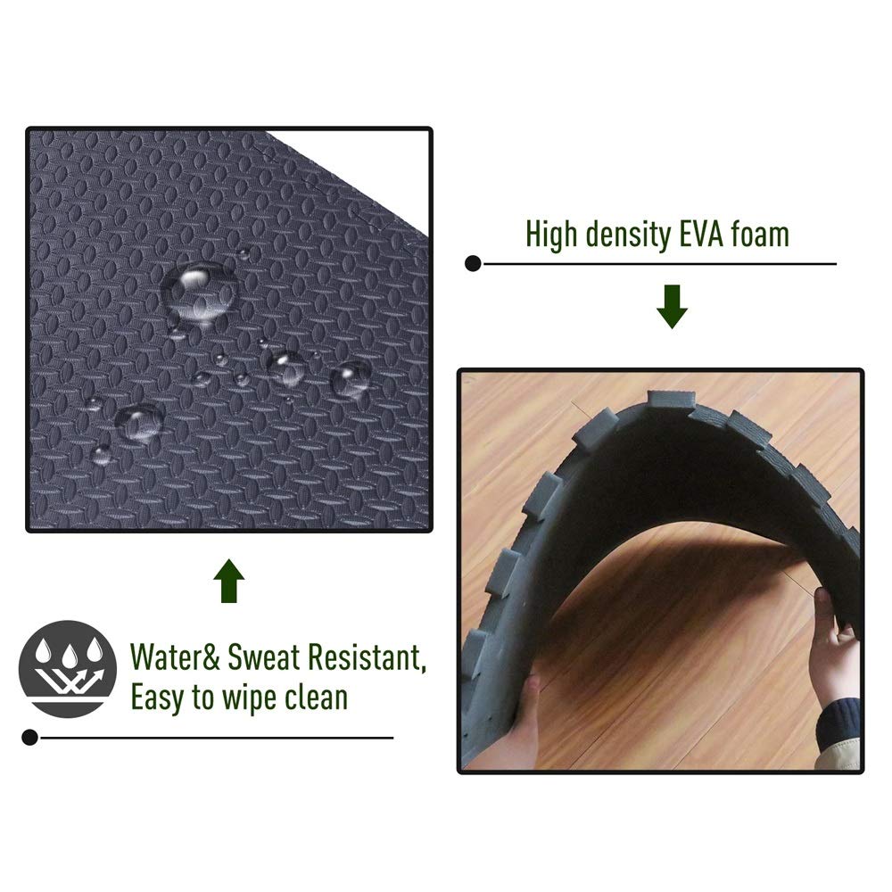 Hype 24" x 24" 54 Piece 216 sq ft Interlocking Protective Exercise Floor Tiles - Black Diamond Plate