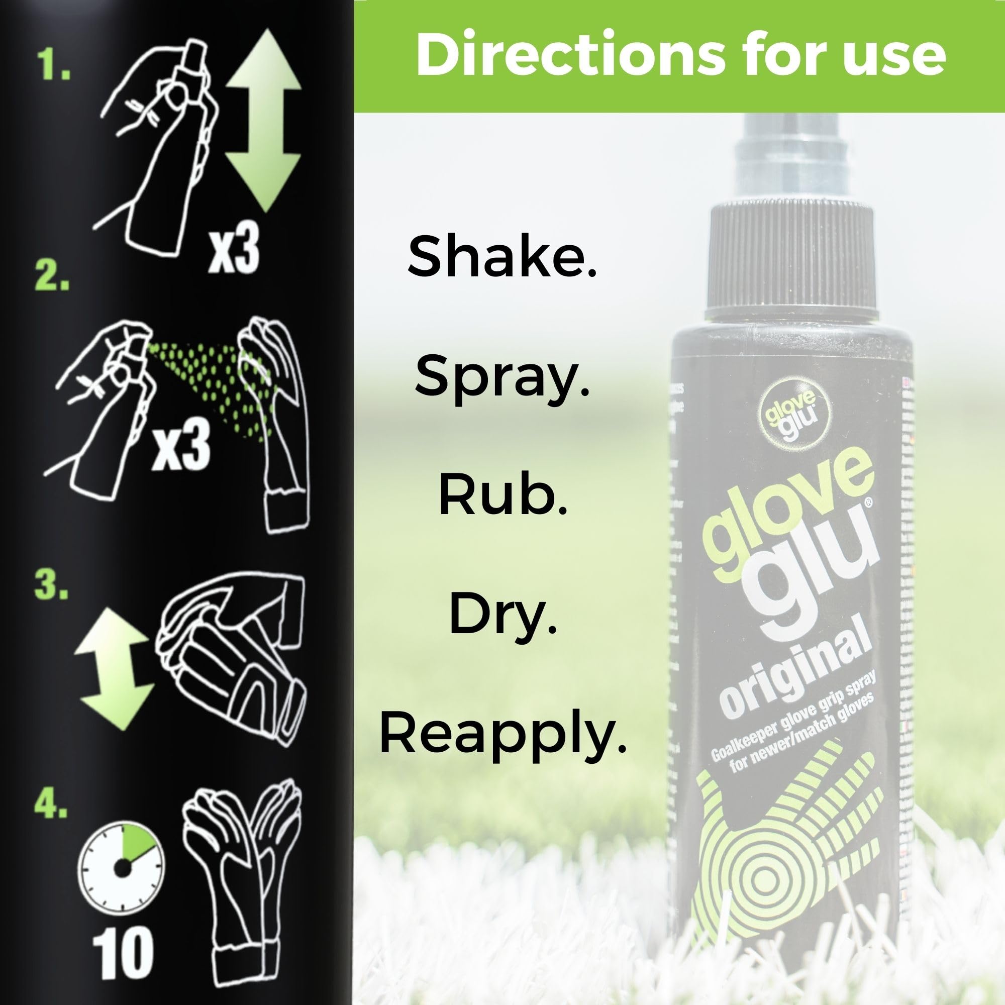 gloveglu 120ml Original Goalkeeper Glove Grip Spray for new/match goalkeeper gloves