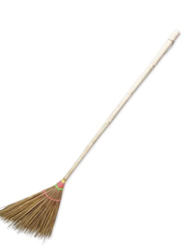 Heavy-Duty Coconut Leaf Stick Broom Outdoor Indoor Commercial Perfect for Lobby Mall Market Floor Garage Courtyard
