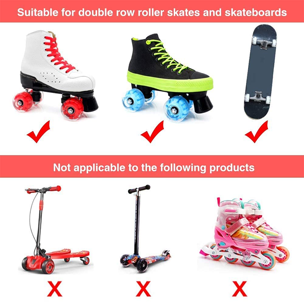 GZSXXTS 8 Pack 82A Roller Skate Wheels, Light up Roller Skates Wheels with Bearings and 2 Toe Blocks for Indoor or Outdoor Double Row Skating, Quad-Skating and Skateboards 32mm x 58mm