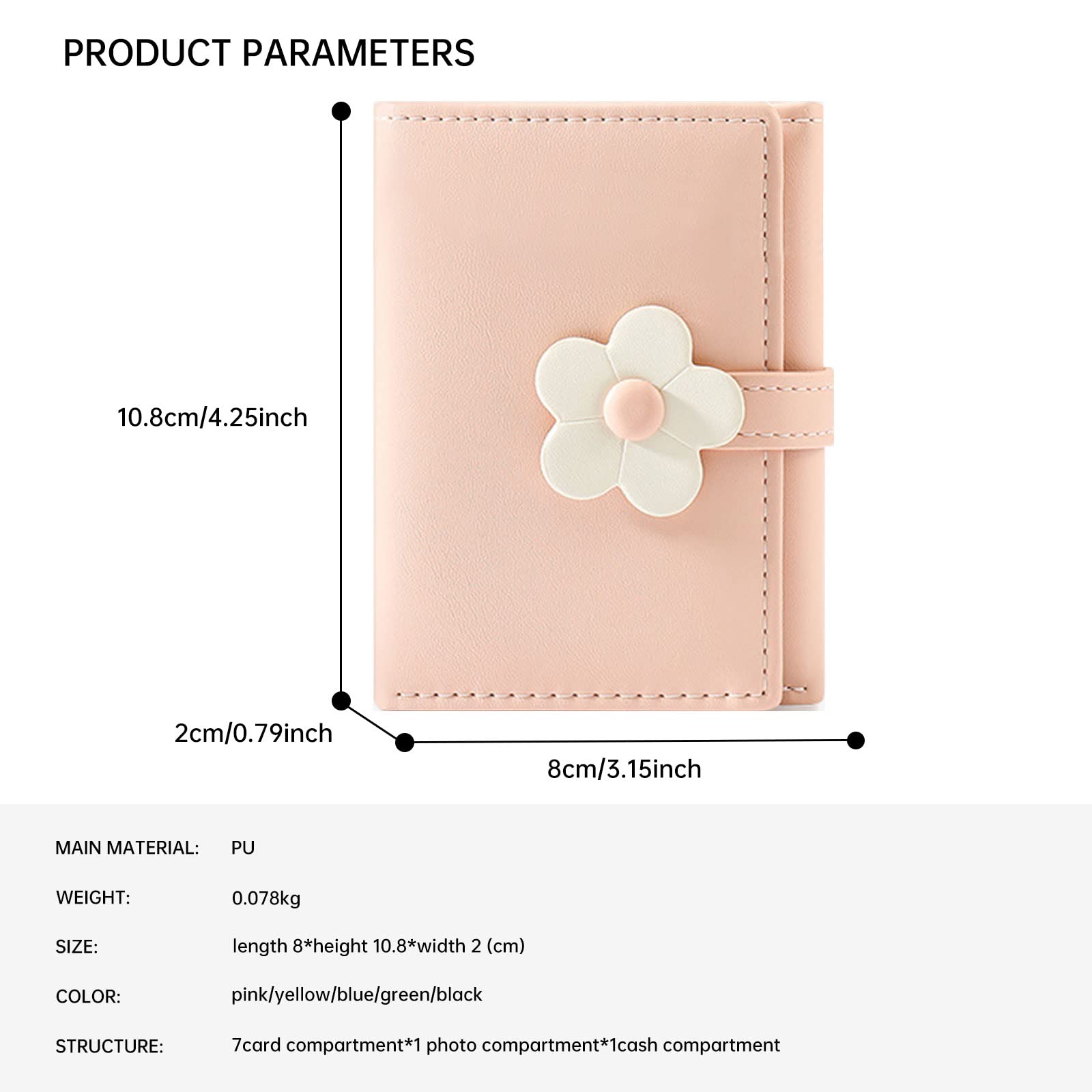 LJCZKA Cute Small Wallet for Girls Women - RFID Blocking PU Leather Tri-folded Flowers Cash Pocket with Card Holder Slim Short Wallet (Pink)