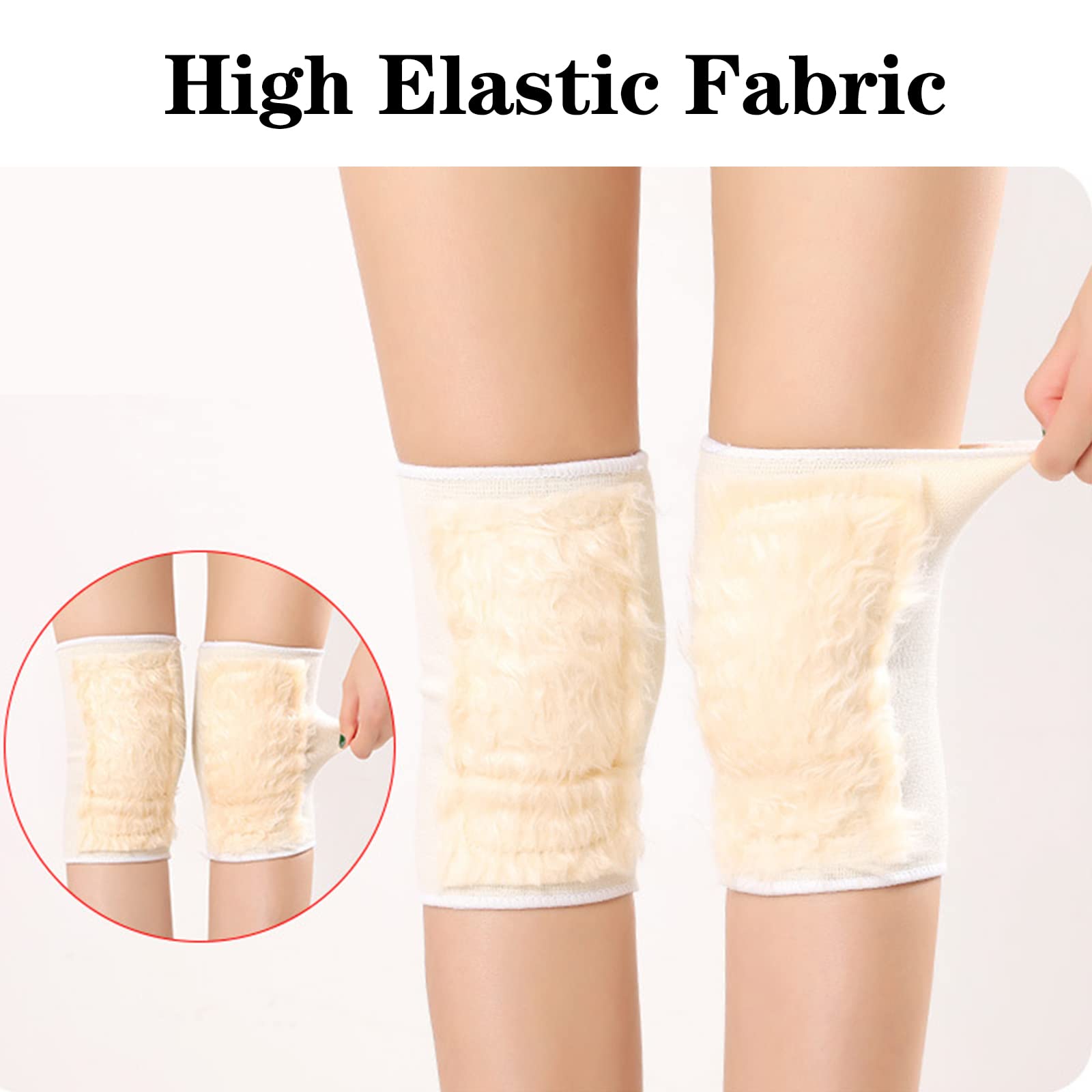 LJYLJH 2 Pair Winter Warm Knee Pads - Thicken Knee Sleeve Protective for Women Old Men Kneepad Support for Arthritis Joint Pain Relief Injury,Beige