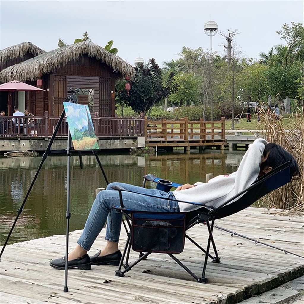 LMMDDP Adults Heavy Duty Portable Folding Camping Chair with Cup Holder Pillow and Carry Bag (Color : A, Size : As shown)