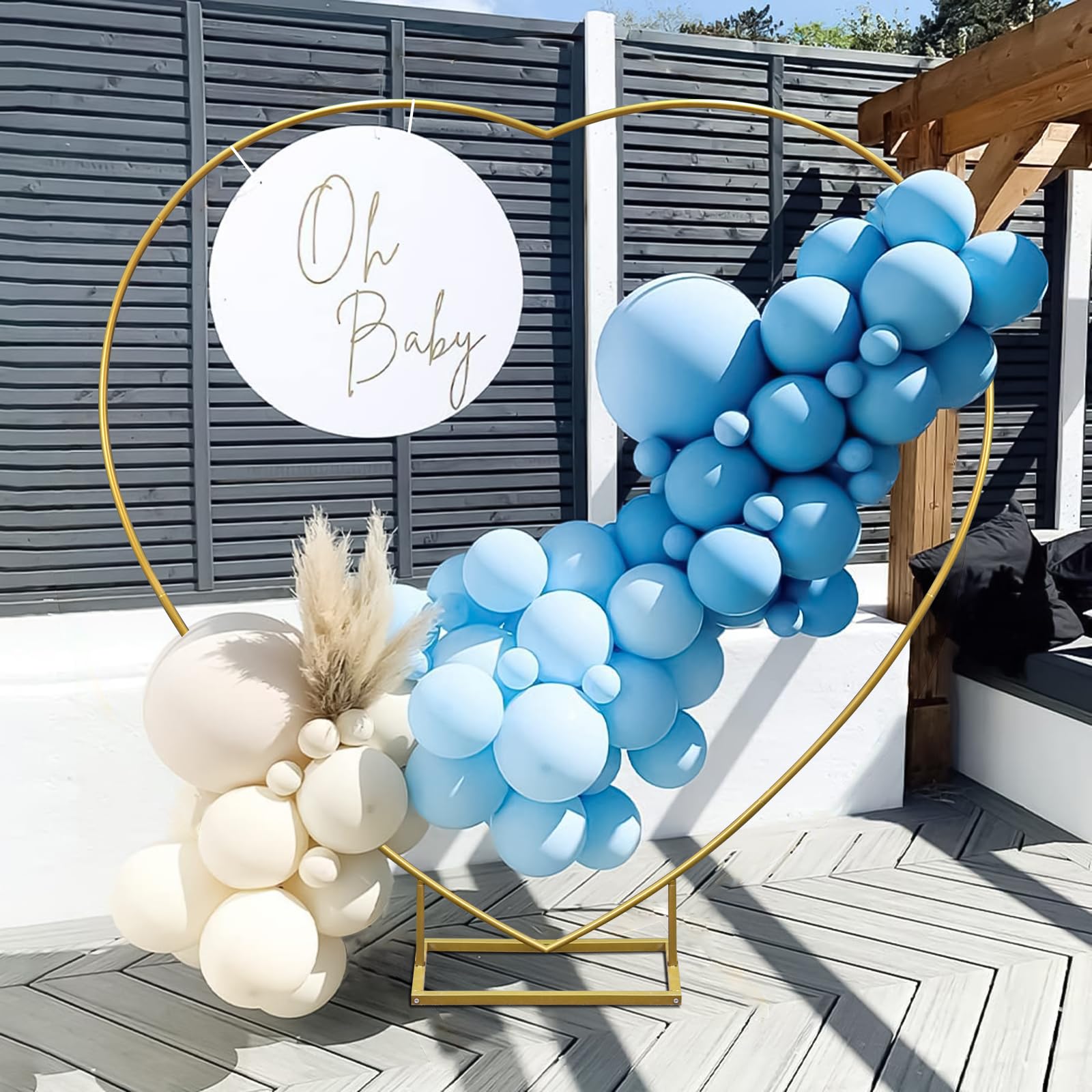Heart Shape Wedding Arches for Ceremony,6.7ft Gold Arch Backdrop Stand,Metal Heart Shape Balloon Arch Frame with Base for Wedding Birthday Party Decor