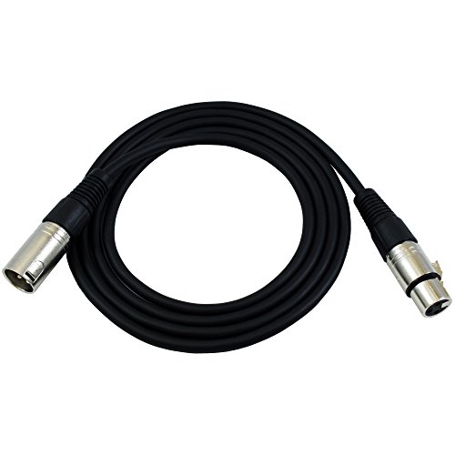 GLS Audio 6ft Patch Cable Cord - XLR Male to XLR Female Black Mic Cable - 6' Balanced Snake Cord - SINGLE