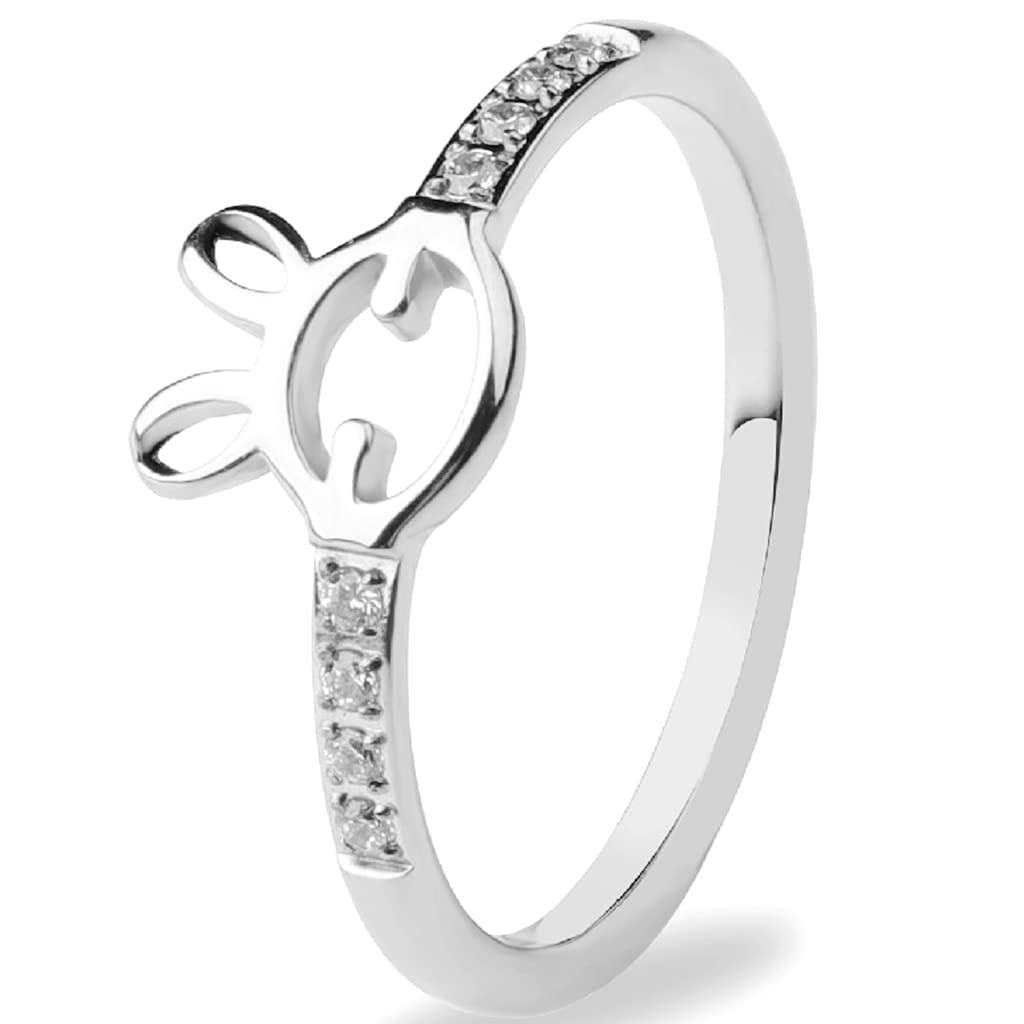 Jude Jewelers Stainless Steel Cute Rabbit Style Cocktail Party School Wedding Holiday Promise Ring (Silver, 7)