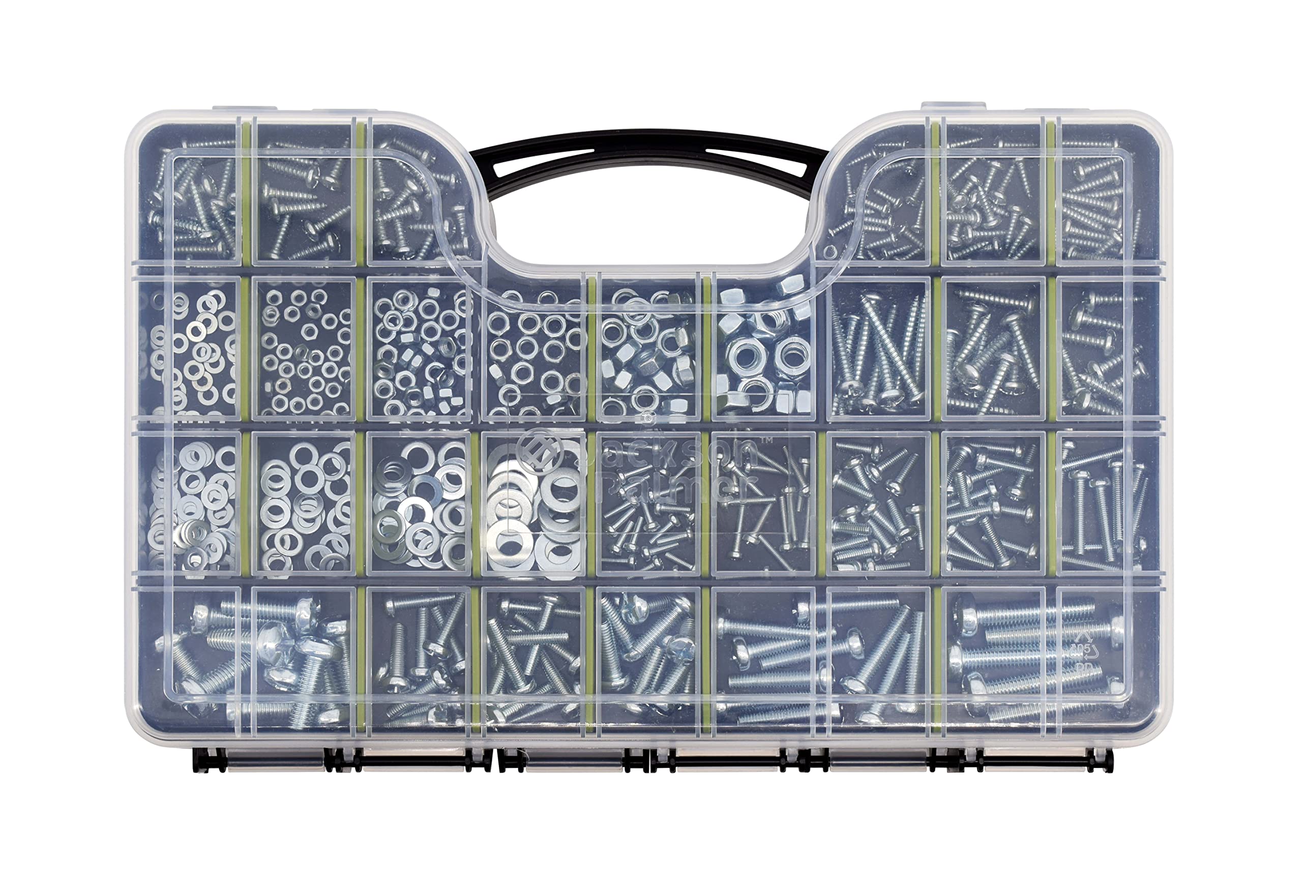 Jackson Palmer 1,700 Piece Hardware Assortment Kit with Screws, Nuts, Bolts & Washers (3 Trays)